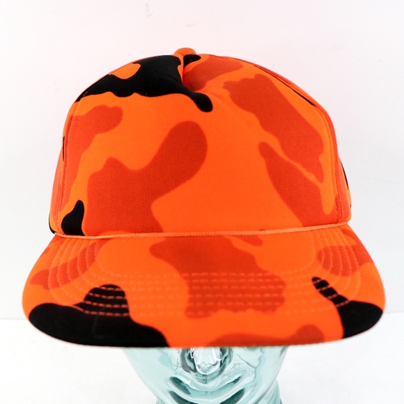 Broner | Accessories | Vintage 9s Rockabilly Brite Orange Camo Hat ...